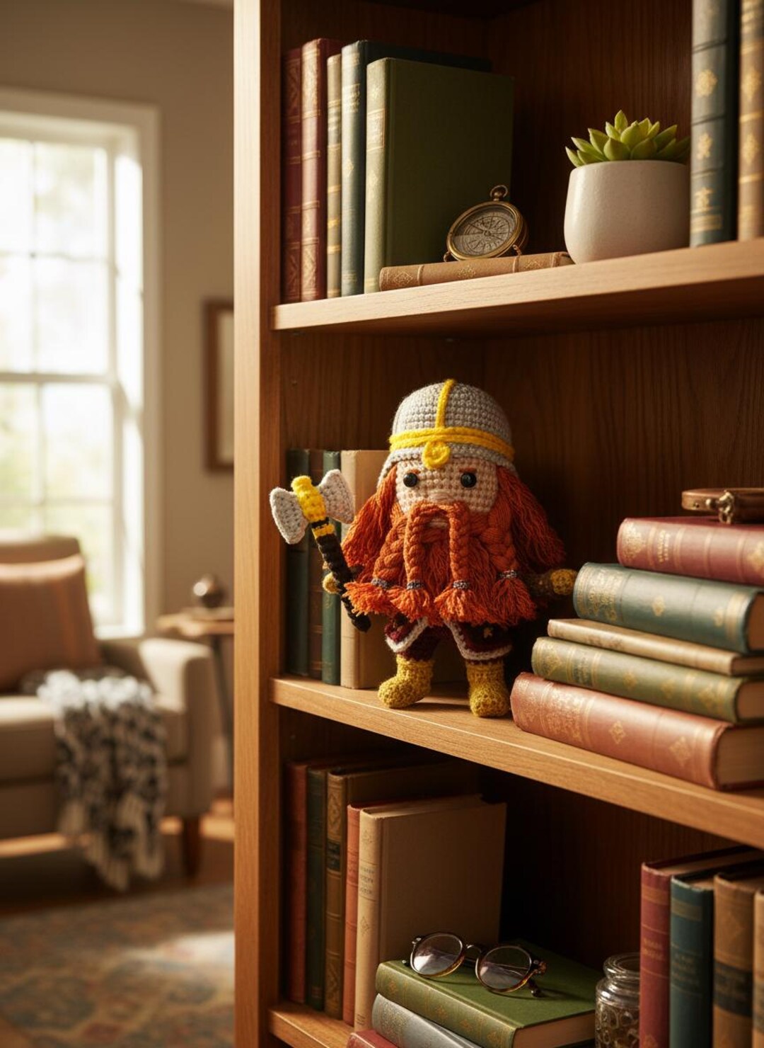 Plush Tiny Dwarf Amigurumi Handicraft, Crochet Dwarf Figurine, Bearded ...