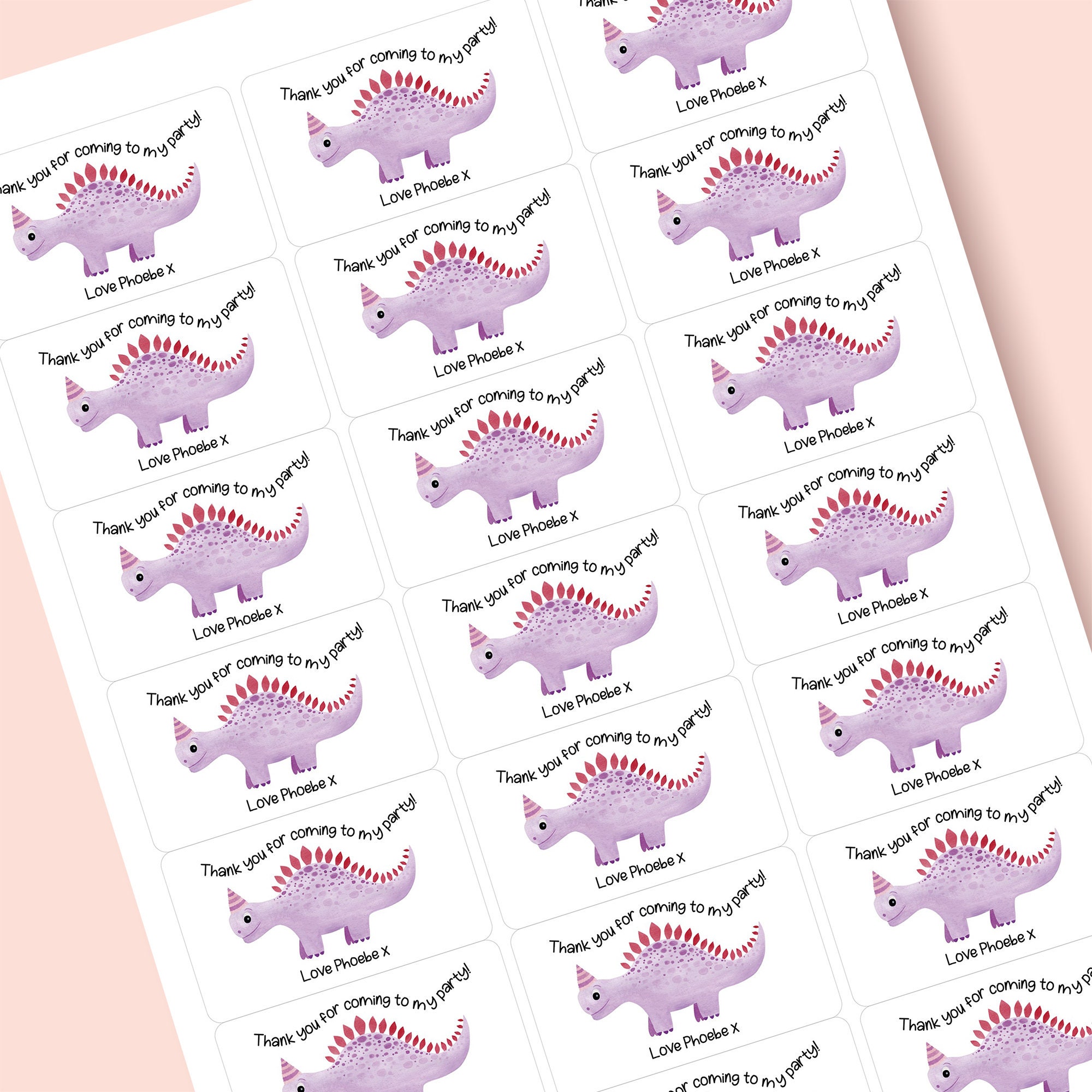 Dinosaur Stickers Personalised Thank You Stickers Kids Party - Etsy