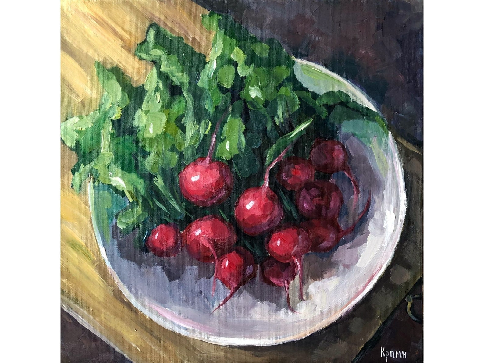 Radishes Oil Painting, Radish Still Life Painting, Radish on Plate ...