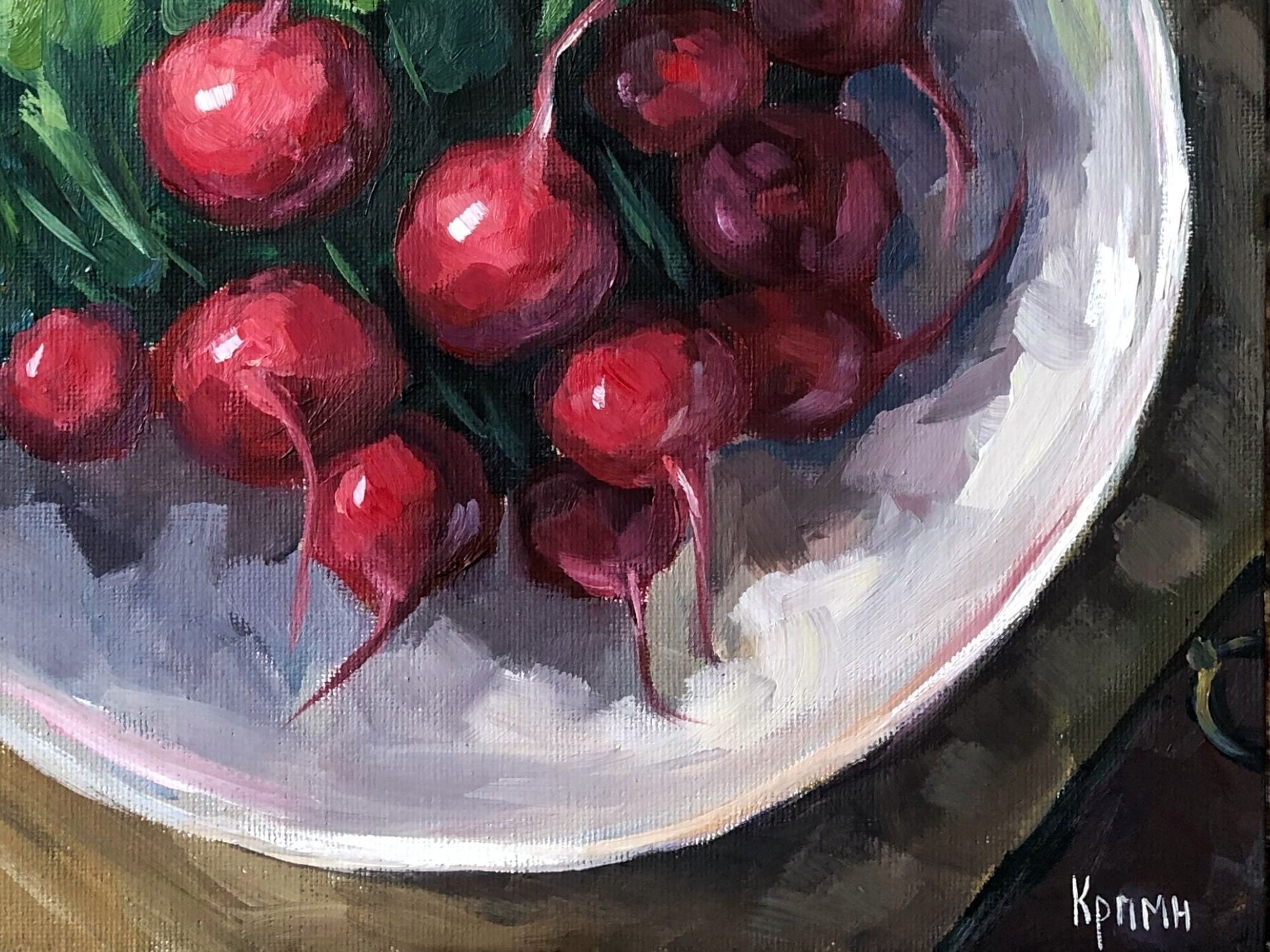 Radishes Oil Painting, Radish Still Life Painting, Radish on Plate ...