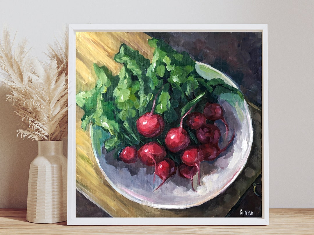 Radishes Oil Painting, Radish Still Life Painting, Radish on Plate ...