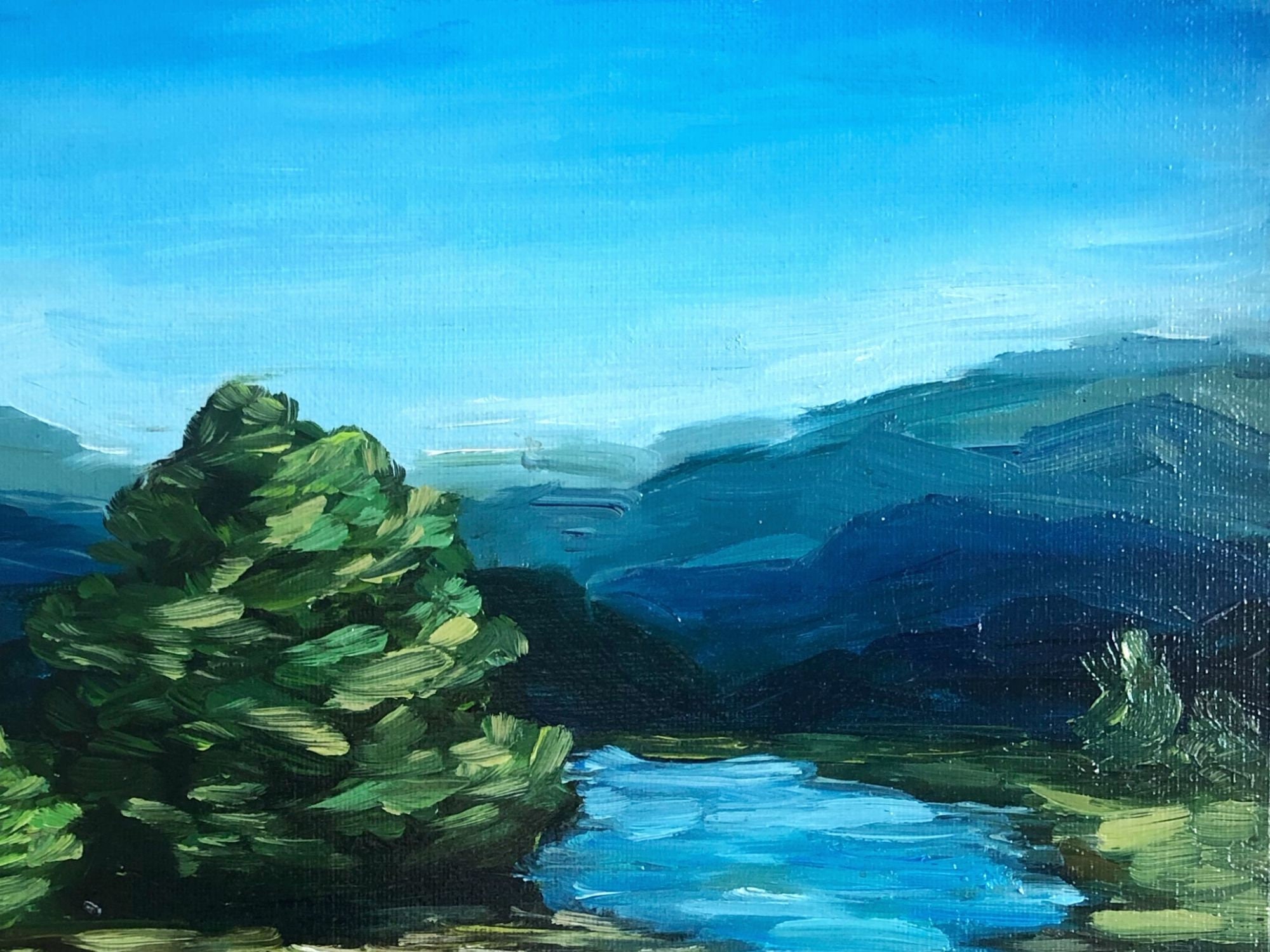 Lake Oil Painting, Lake Landscape Oil Painting, Mountain Lake Painting ...