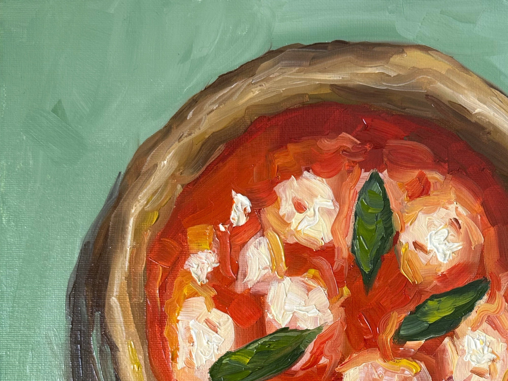 Pizza Oil Painting, Pizza Margherita Painting, Italian Food Art ...