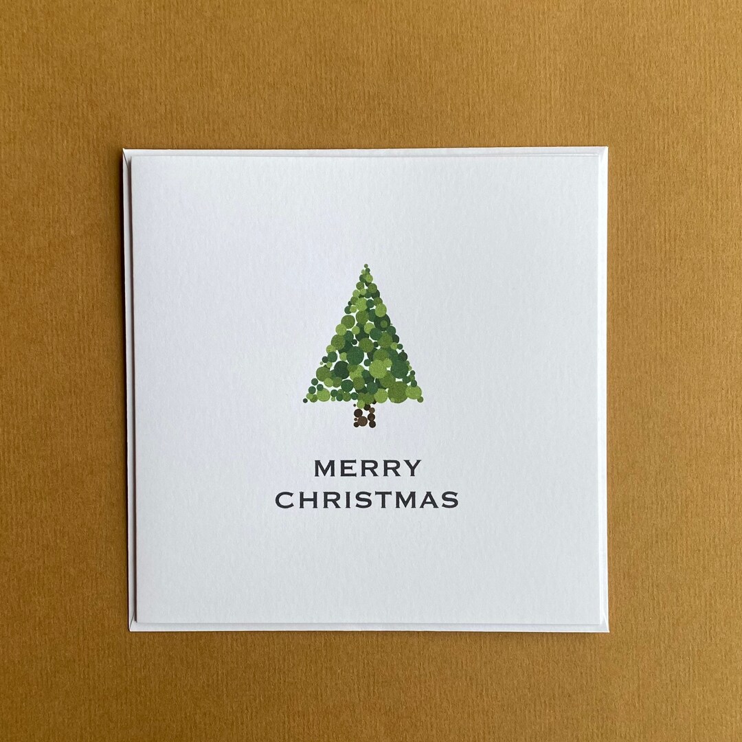 Merry Christmas Card Simple Christmas Tree Card 5x5 - Etsy