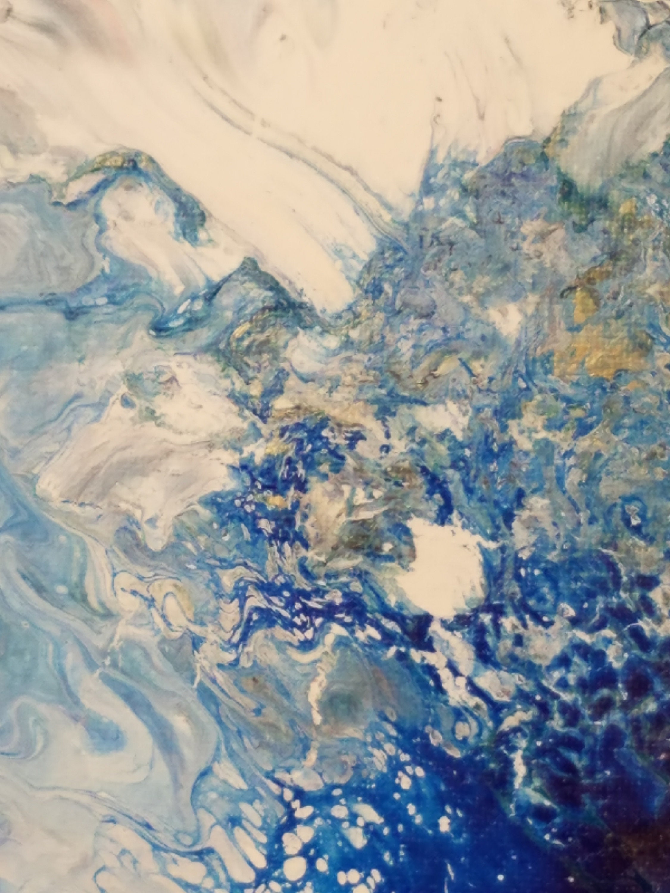 Acrylic Dutch Pour Light Blue-dark Blue-gold 9X12 - Etsy