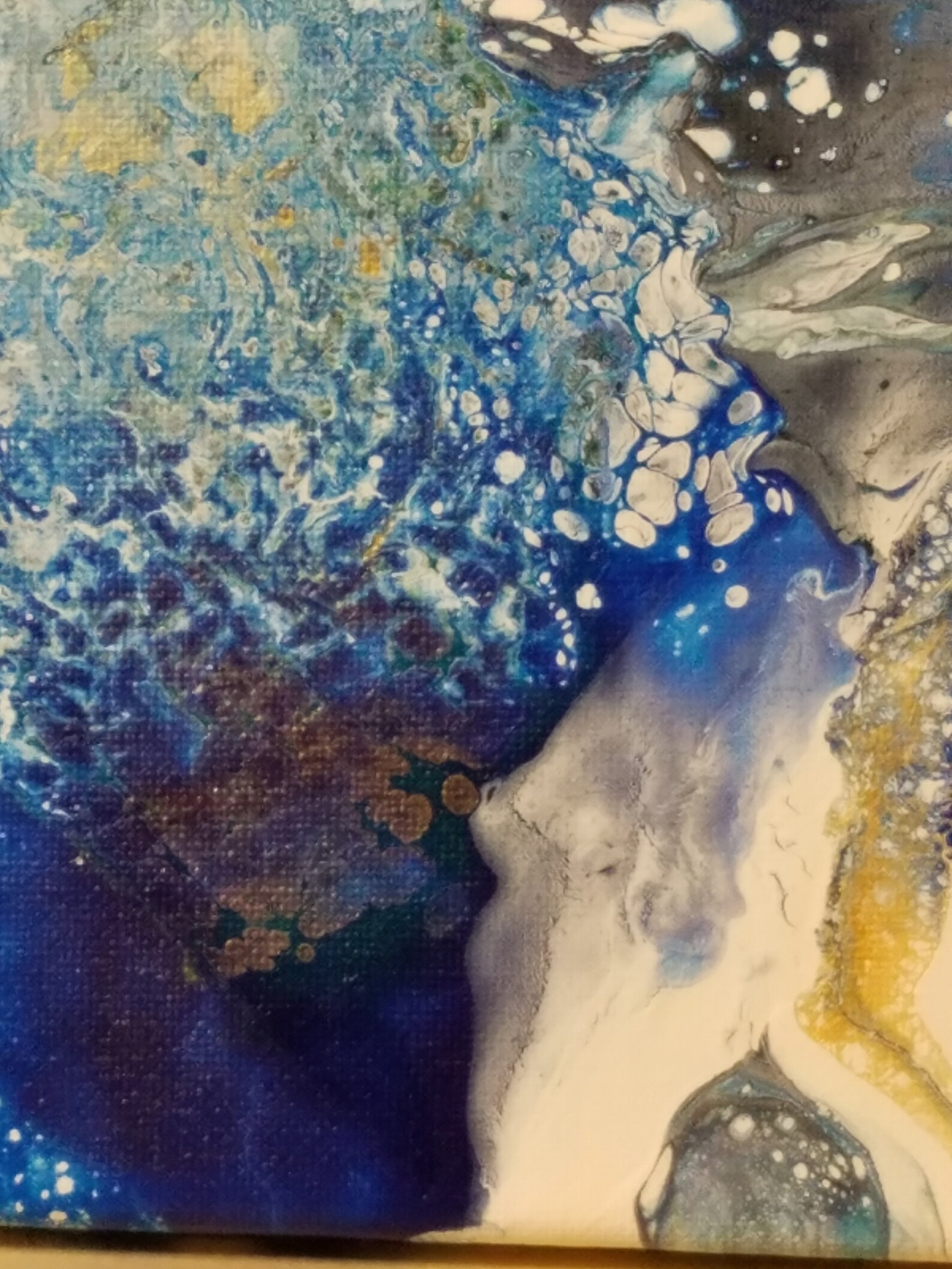 Acrylic Dutch Pour Light Blue-dark Blue-gold 9X12 | Etsy