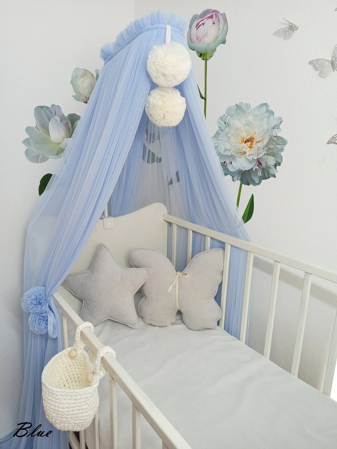 Baby Canopy for Nursery, Boys Canopy, Soft Nursery Canopy With Stand ...