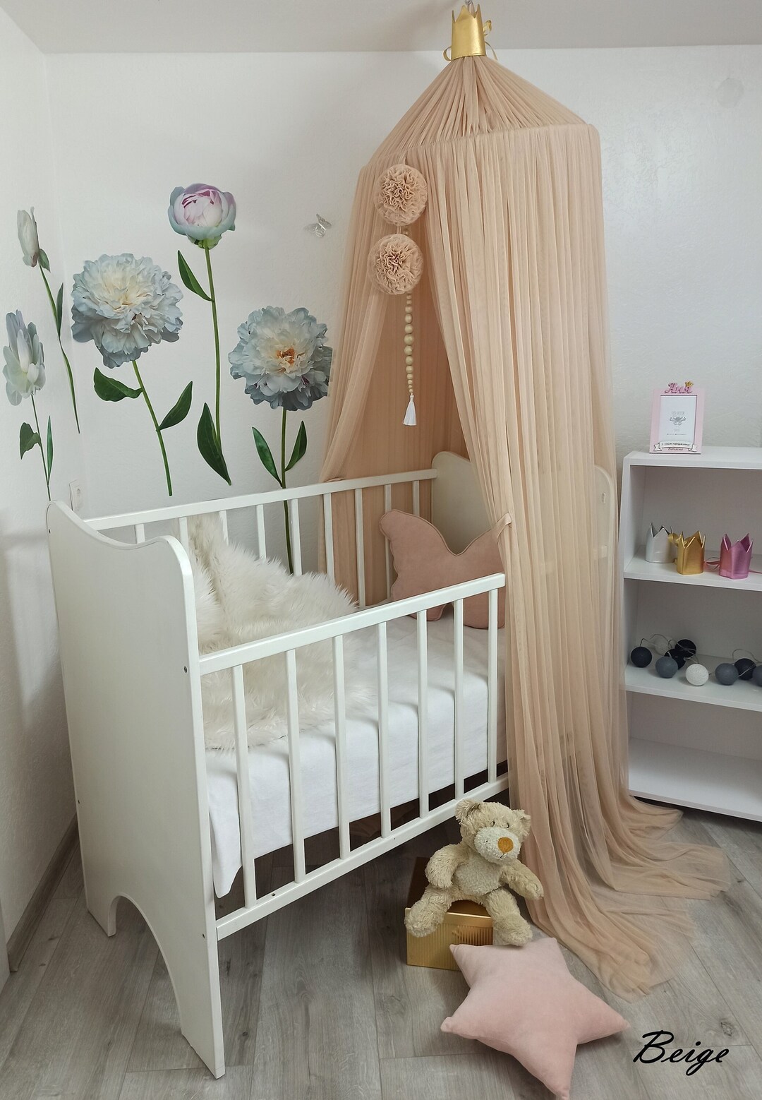 Beige Canopy Bed, Pompom Canopy, Blush Canopy, Canopy Over Cot, Girls ...