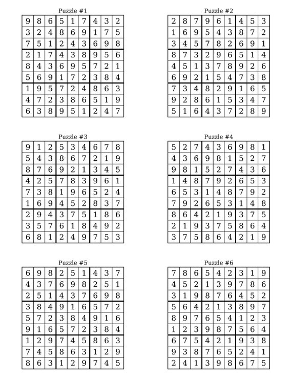 Sudoku Printable Medium 6 Per Page
