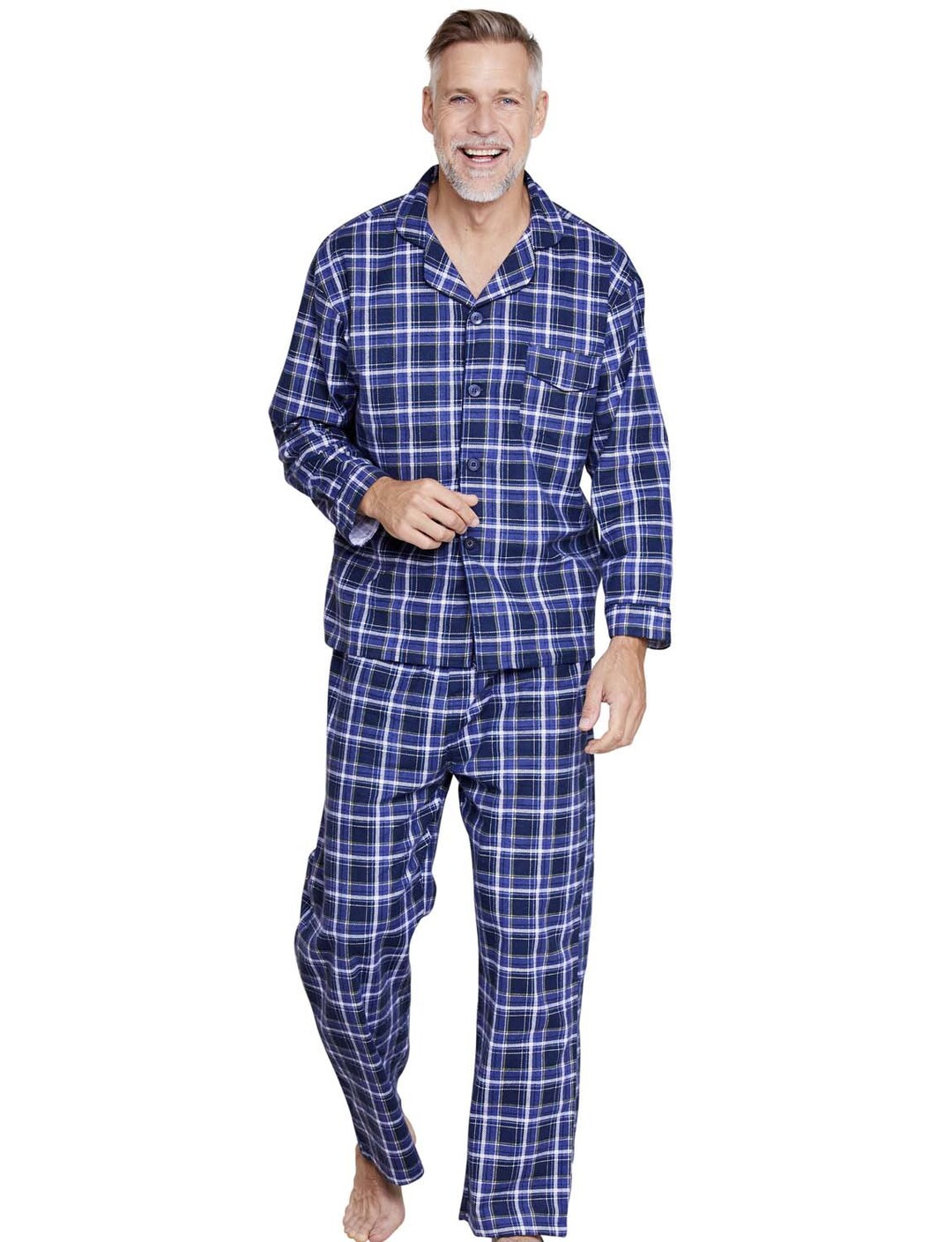 NEW Mens Gents 100% Cotton Checked PYJAMA SET Pajama Pyjamas Pjs ...