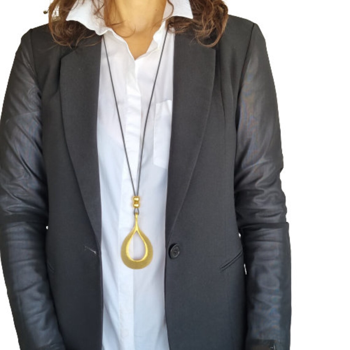 Big Gold Drop Pendant, Long Necklace, Statement Necklace, Large ...