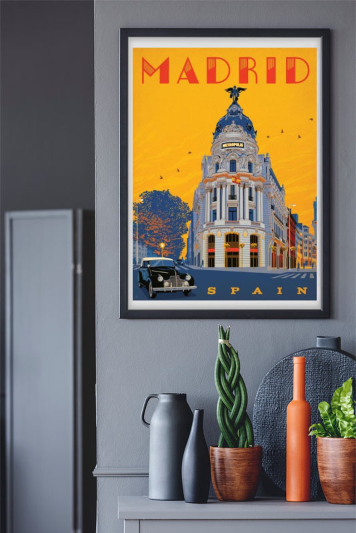 Original Vintage Tourism Poster of Madrid in Spain, Retro Design, Wall ...