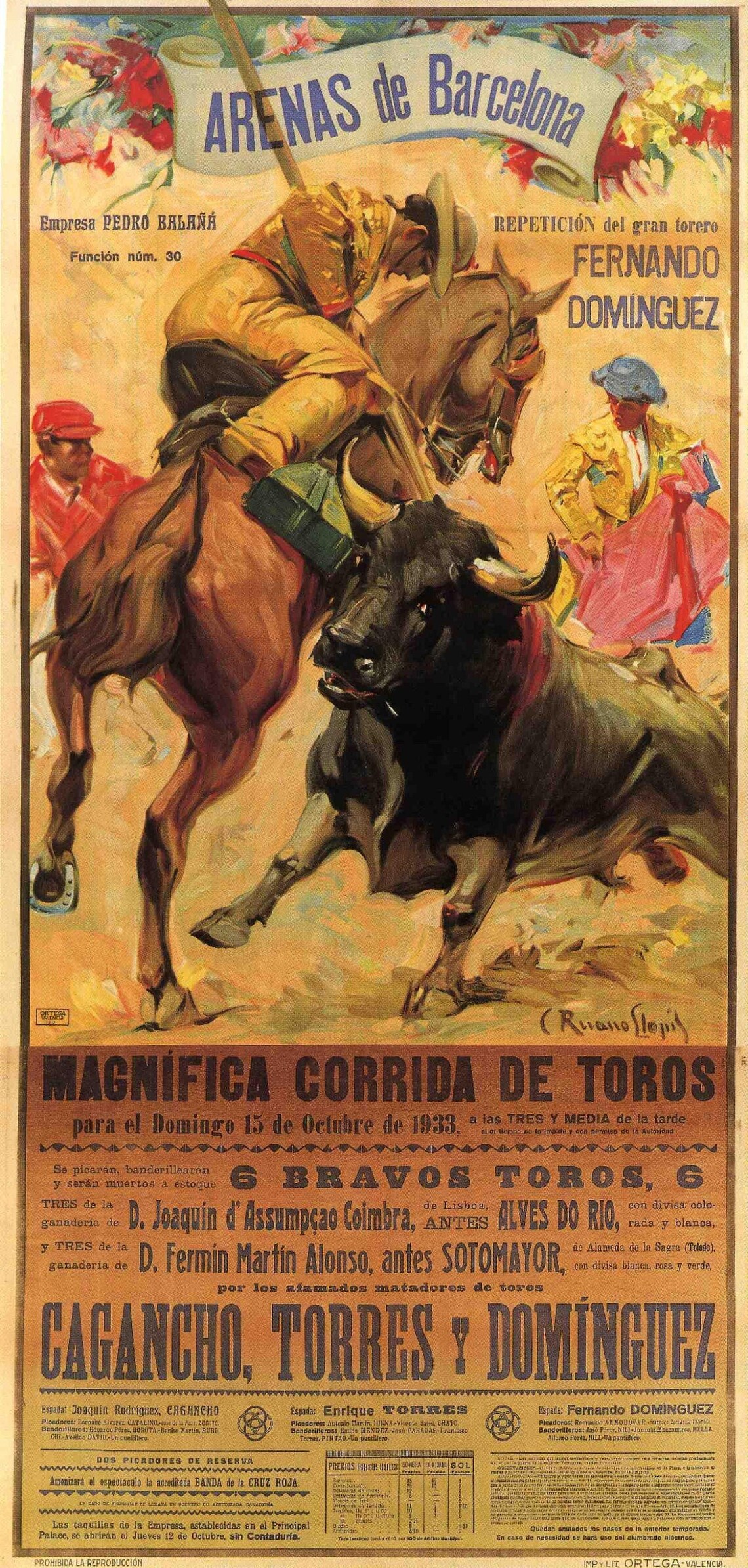 Bull Fighting Vintage Poster - Etsy