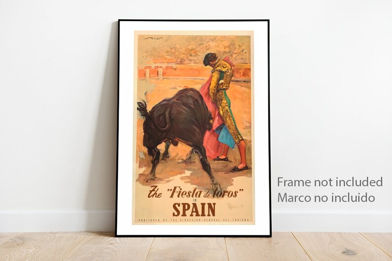 Tourist Poster fiesta De Toros in Spain, Bullfight, Bullfighter and ...