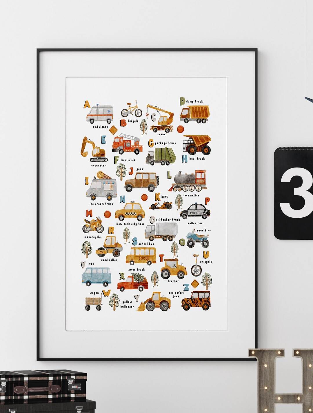 Vehicle Alphabet Poster, Transportation Abc Poster, Cars Abc Print - Etsy
