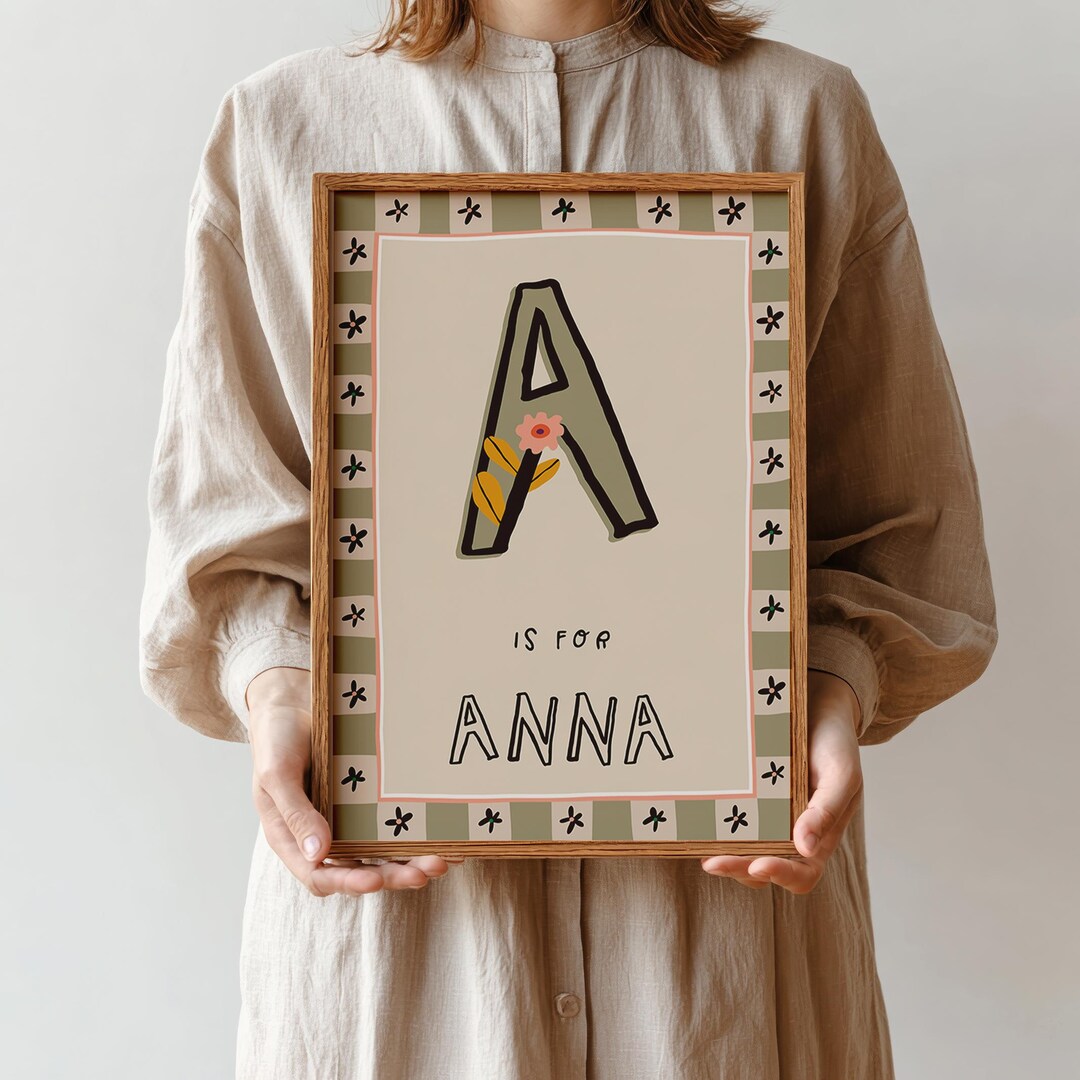 Personalized Kids Name Print – Custom Nursery Name Sign & Initial ...
