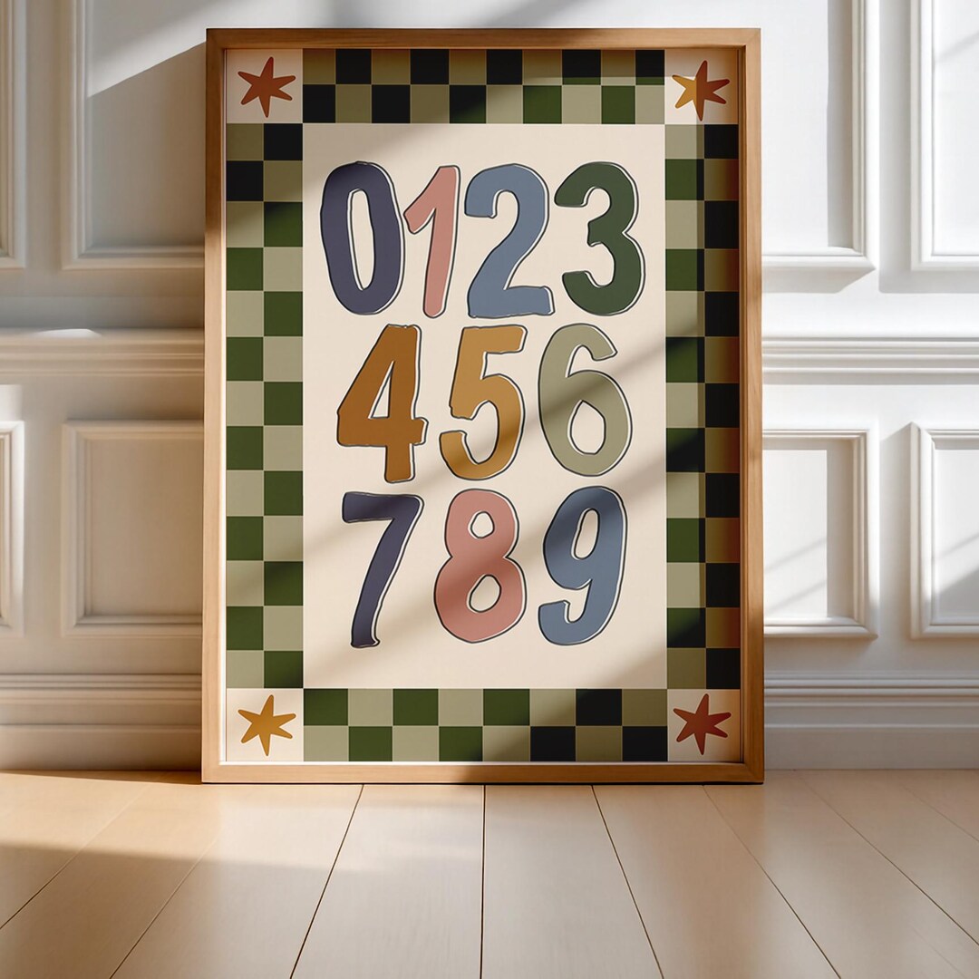 Green Numbers Poster for Kids – Cute Kids Room Wall Art, Educational ...