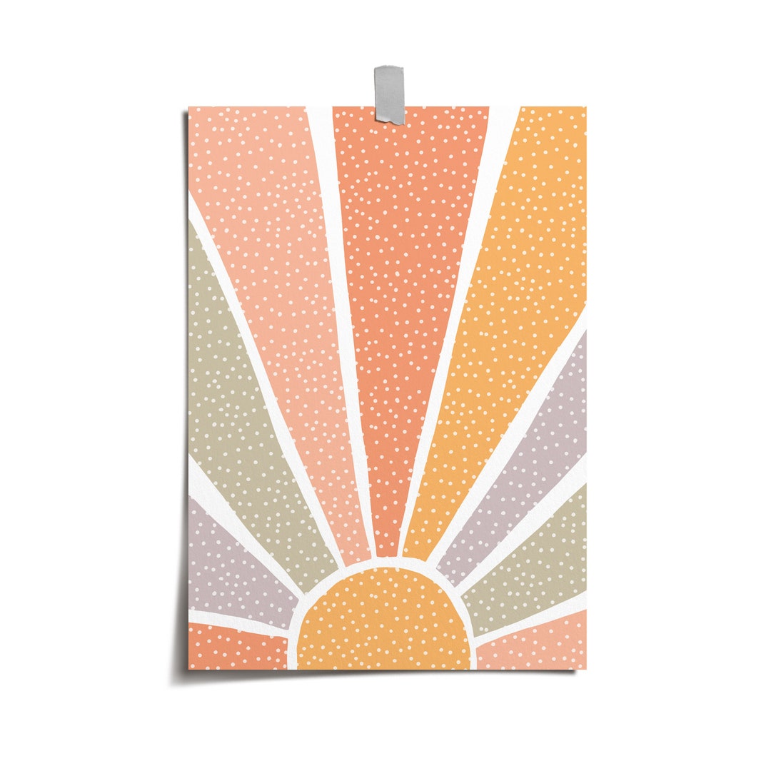 Boho Sun Print With White Dots. Printable or Printed and Free Shipped ...