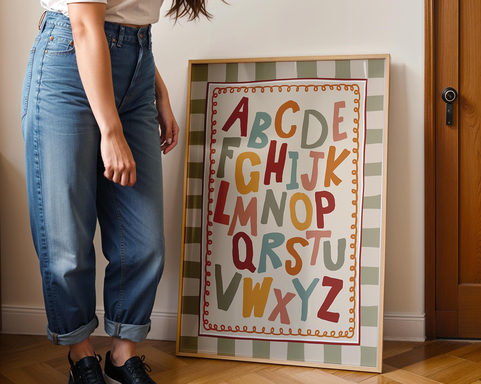 Light Green Alphabet Poster for Kids | Playroom Wall Art | Vintage ...