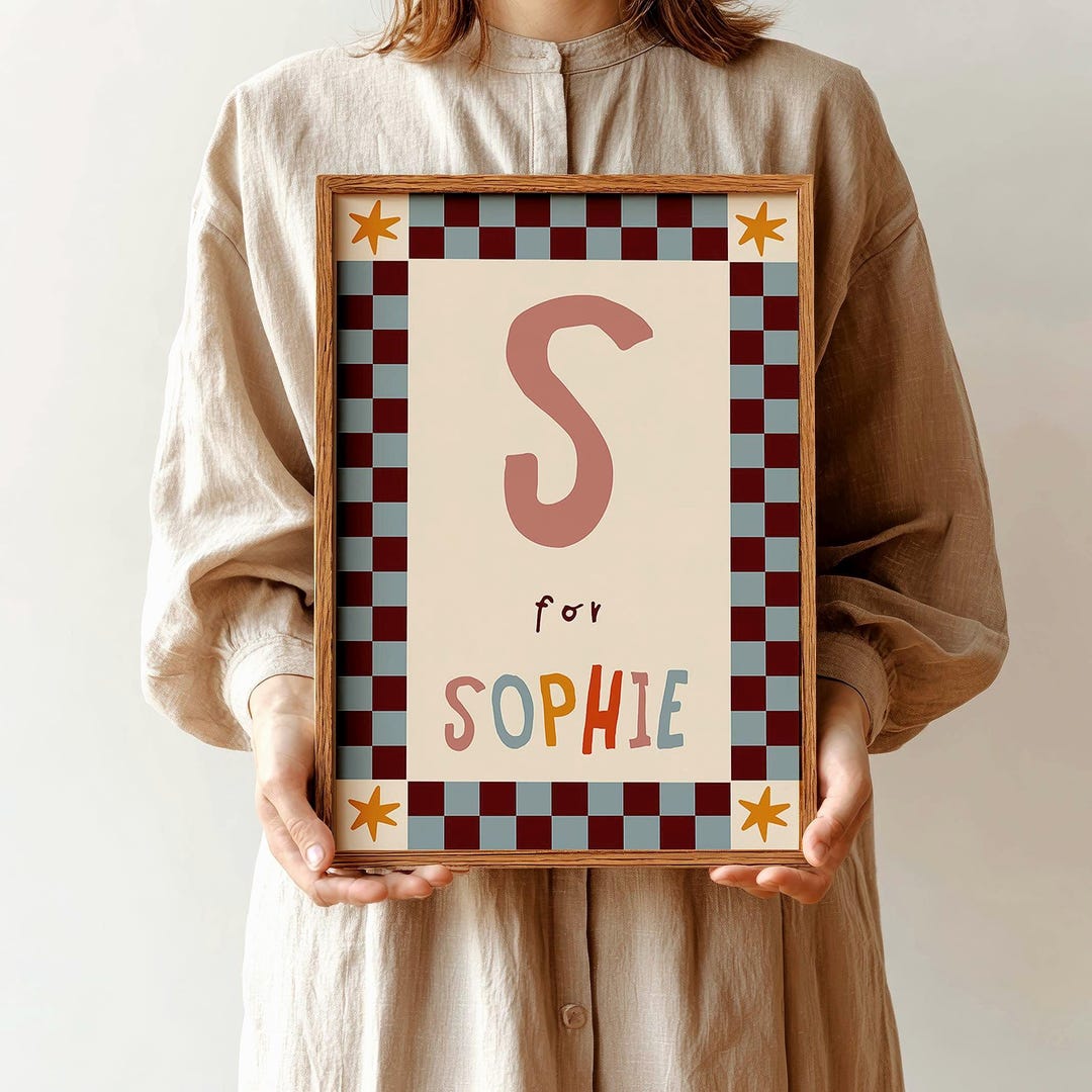 Personalized Kids Name Print – Custom Nursery Name Sign & Initial ...