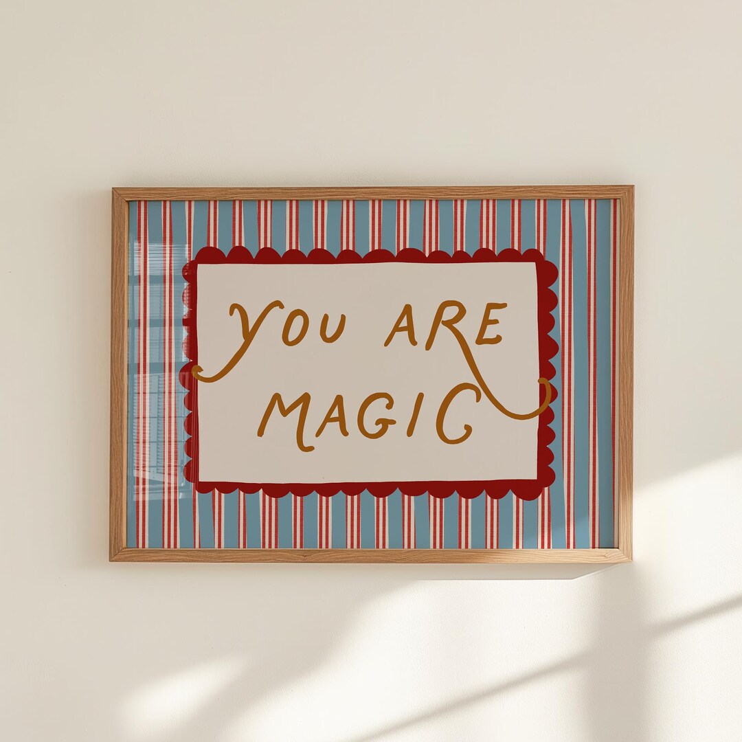 You Are Magic Poster - Red and Blue Striped Kids Room Decor (digital ...