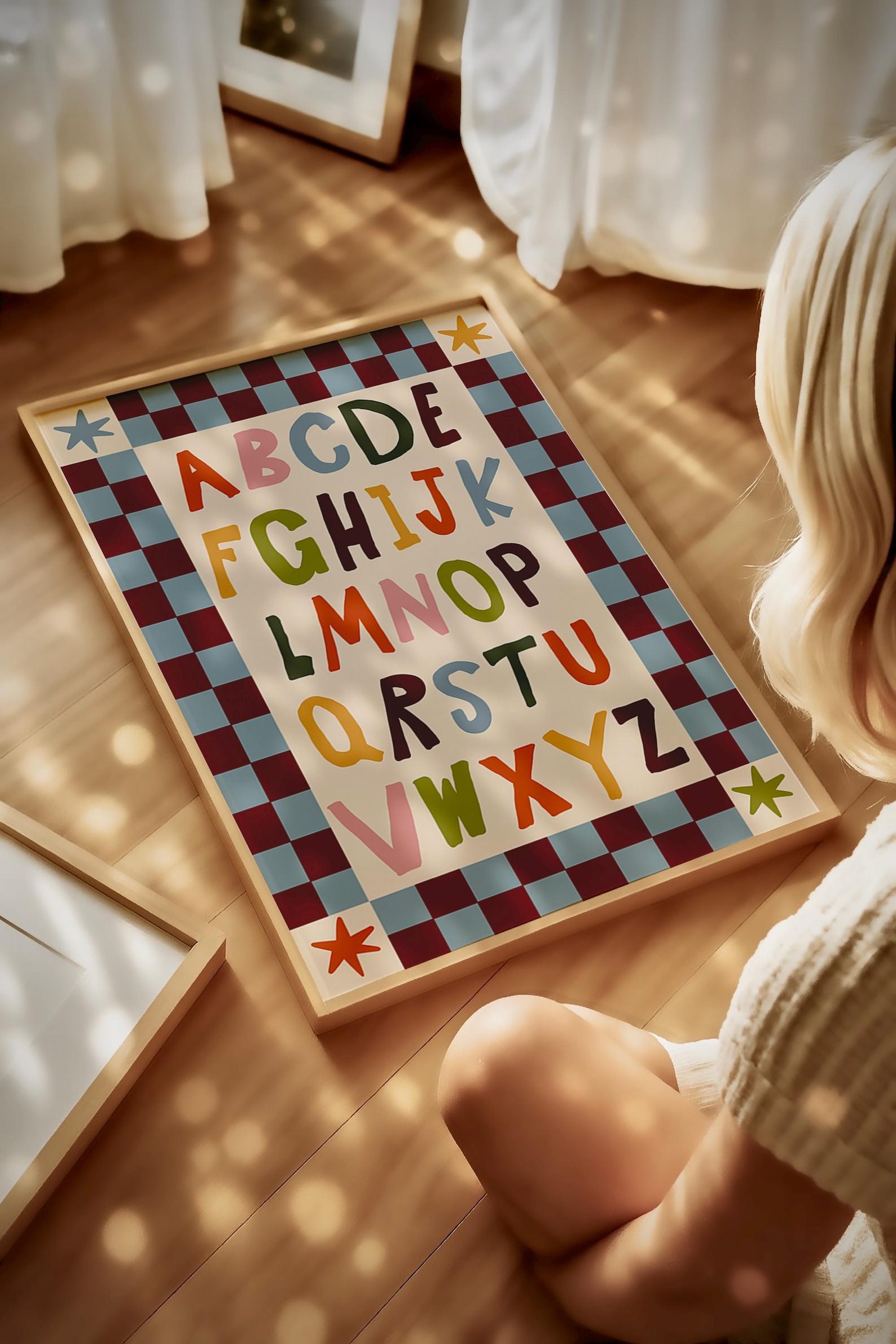 Colorful Alphabet Poster for Kids | Playroom Wall Art | Vintage Nursery ...