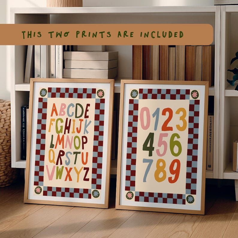 Colorful Alphabet Poster for Kids | Playroom Wall Art | Vintage Nursery ...