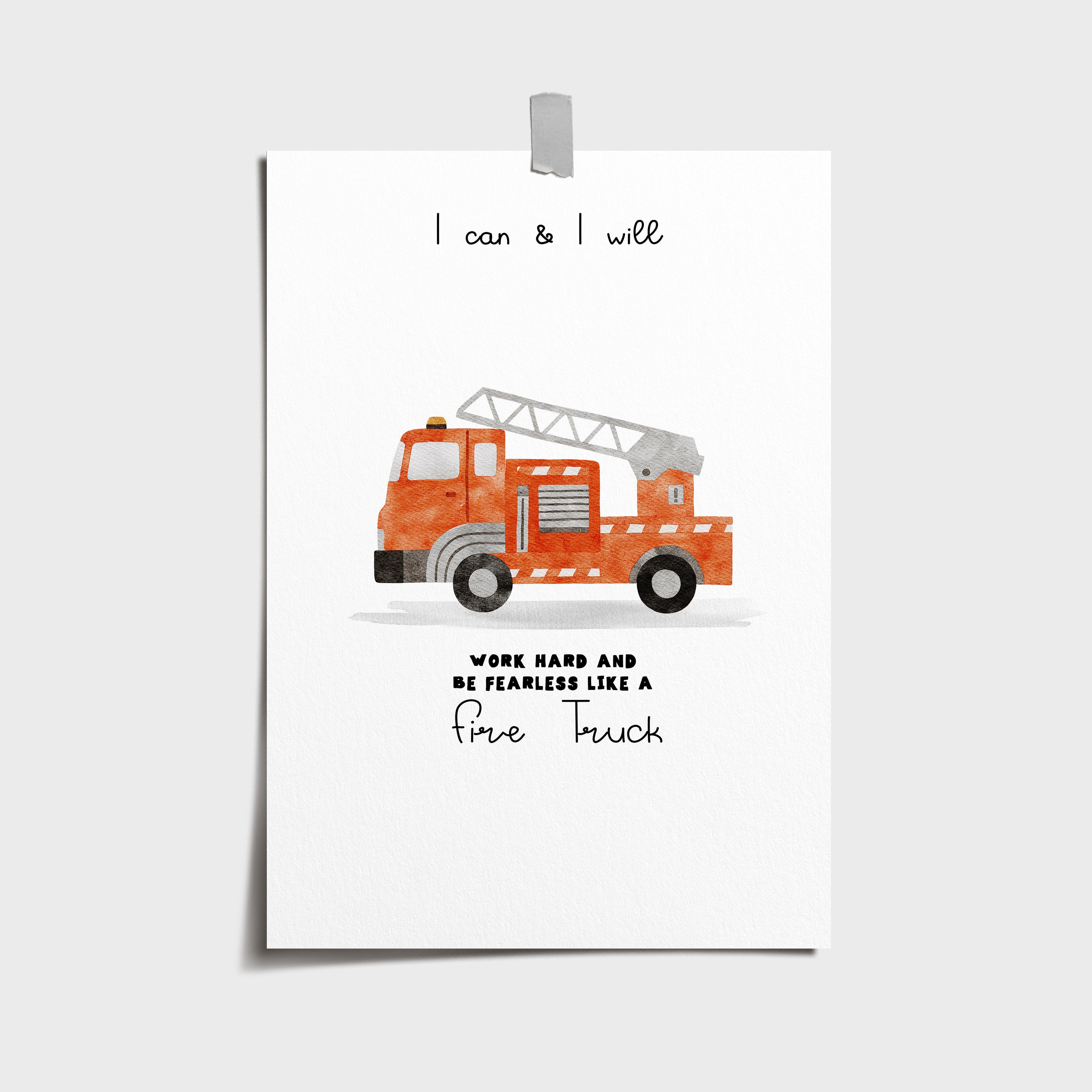 Fire Truck Print, Kids Affirmation Poster, Inspirational Quotes for ...