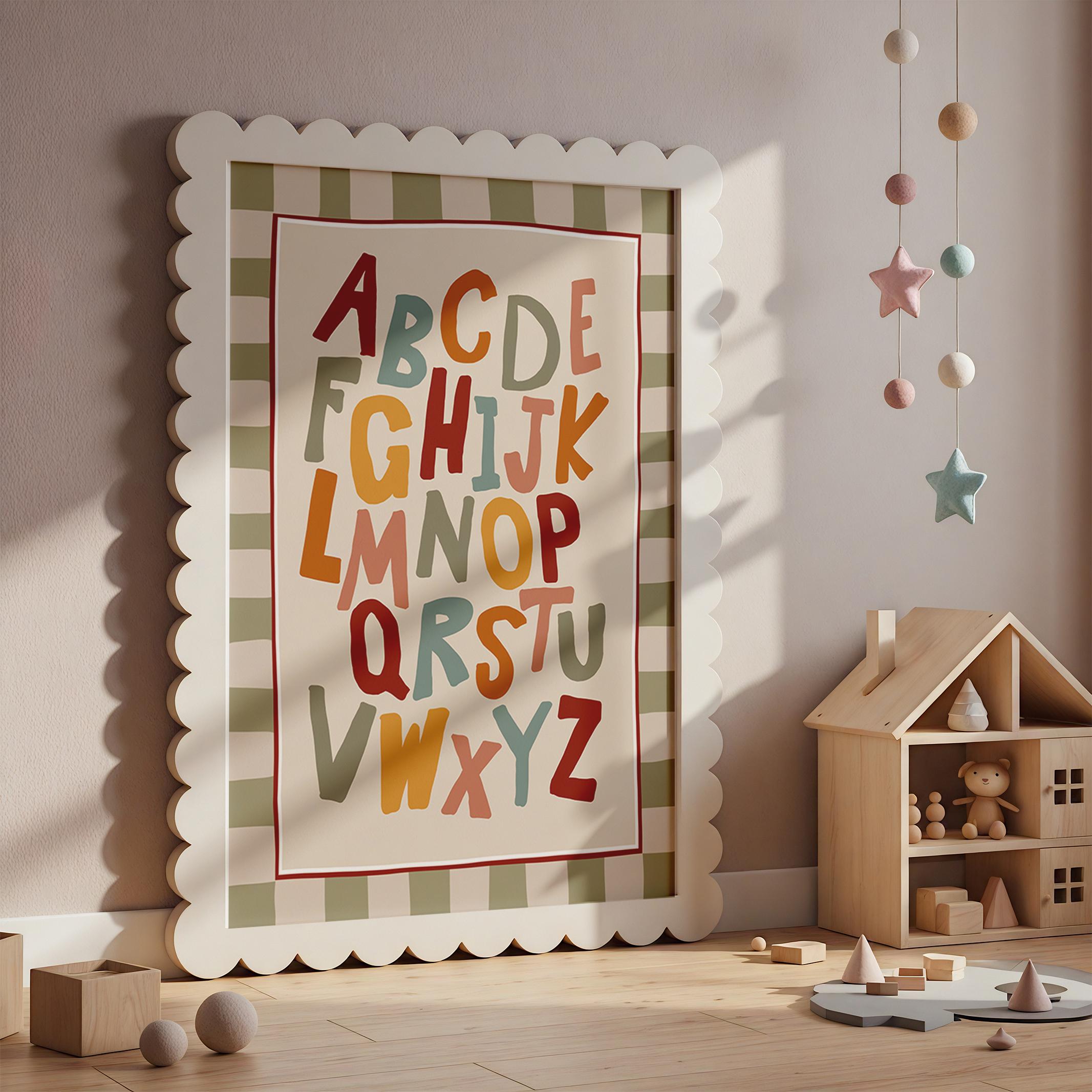 Light Green Alphabet Poster for Kids | Playroom Wall Art | Vintage ...