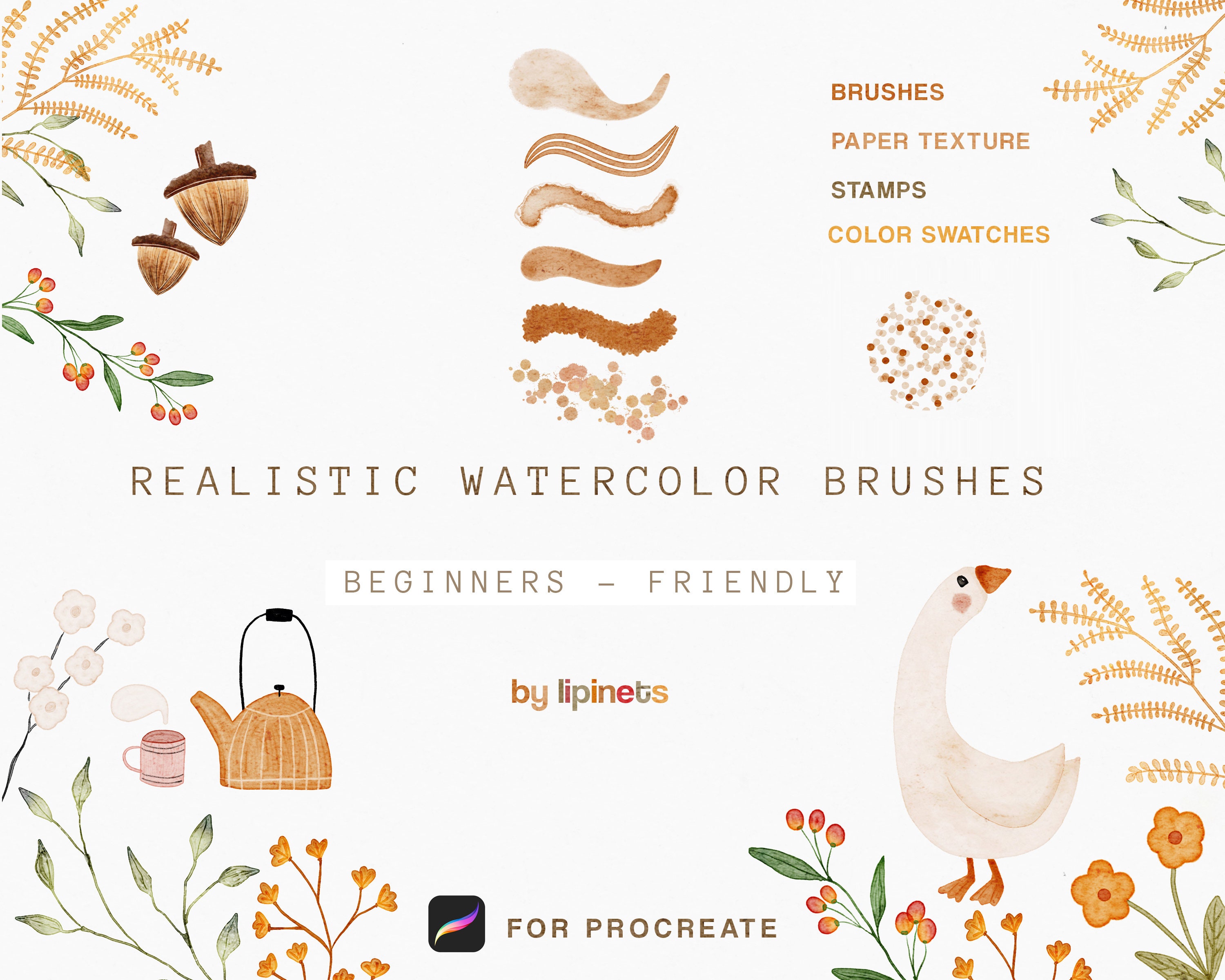Watercolor Procreate Brushes, Stamps and Swatches, Easy-to-use - Etsy