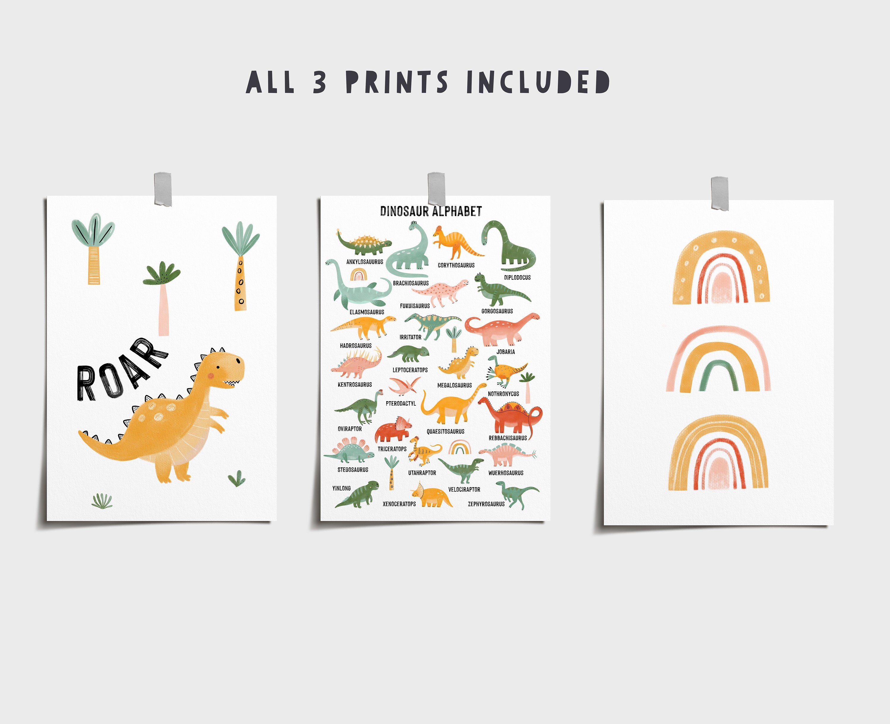 Dinosaur Alphabet Poster Abc Poster With Dinosaurs for - Etsy