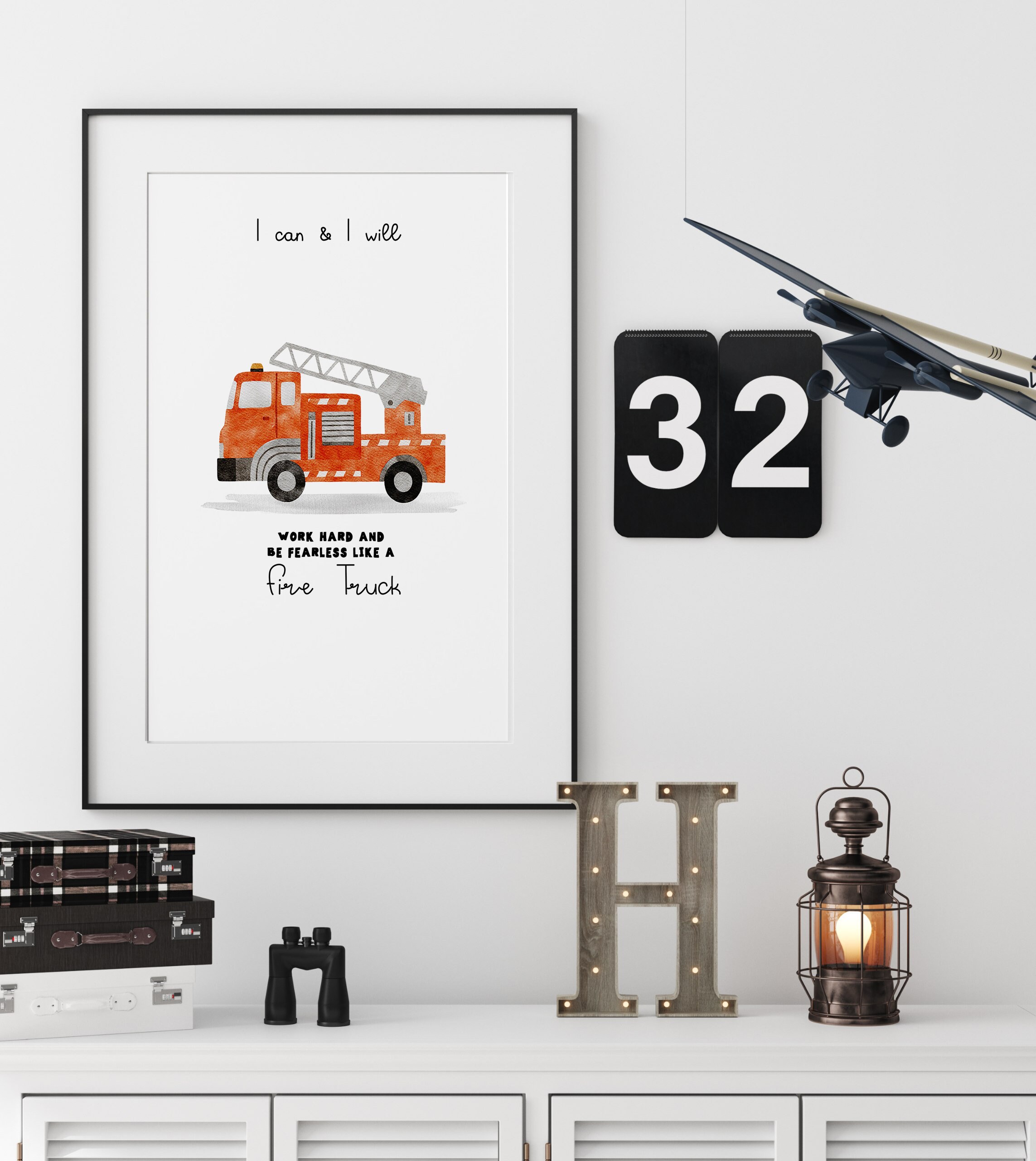 Fire Truck Print, Kids Affirmation Poster, Inspirational Quotes for ...