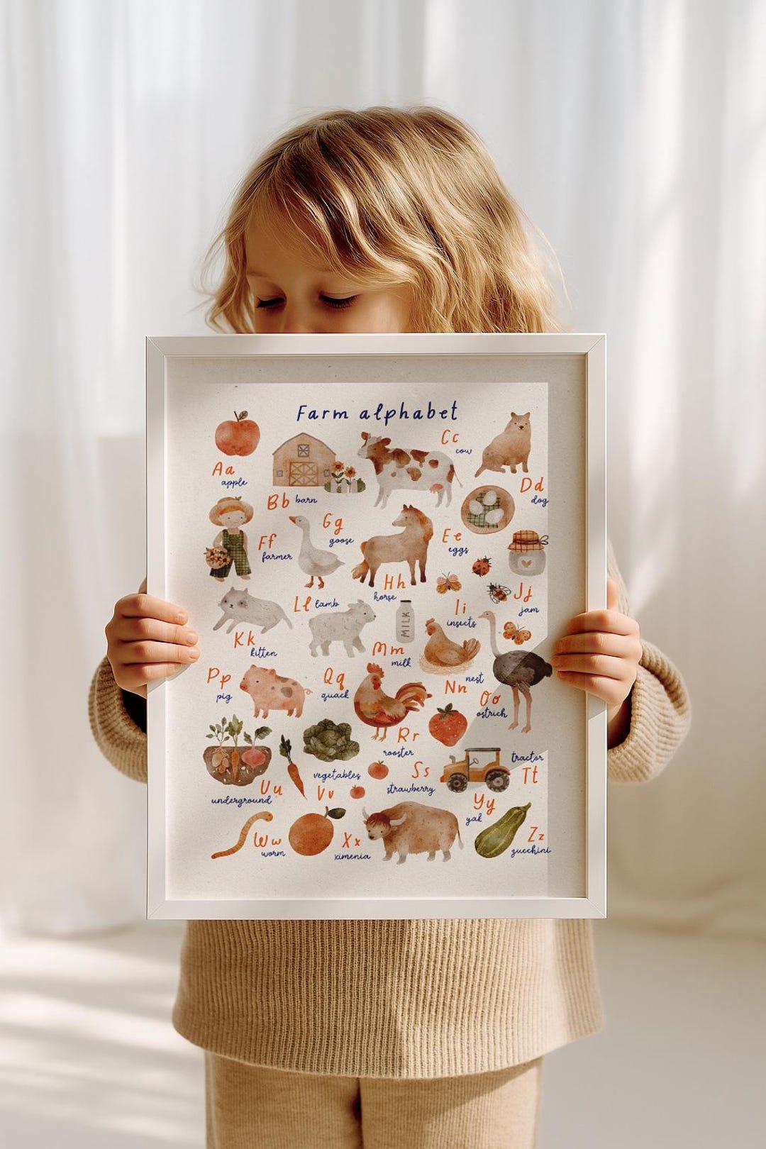 Farm Animals Alphabet for Kids, Kids Room Wall Art, (digital Download ...