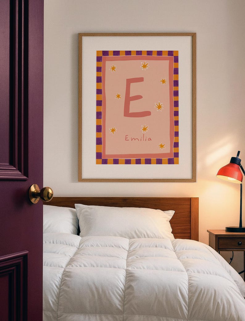 Personalized Kids Name Poster – Custom Nursery Name Sign & Initial ...