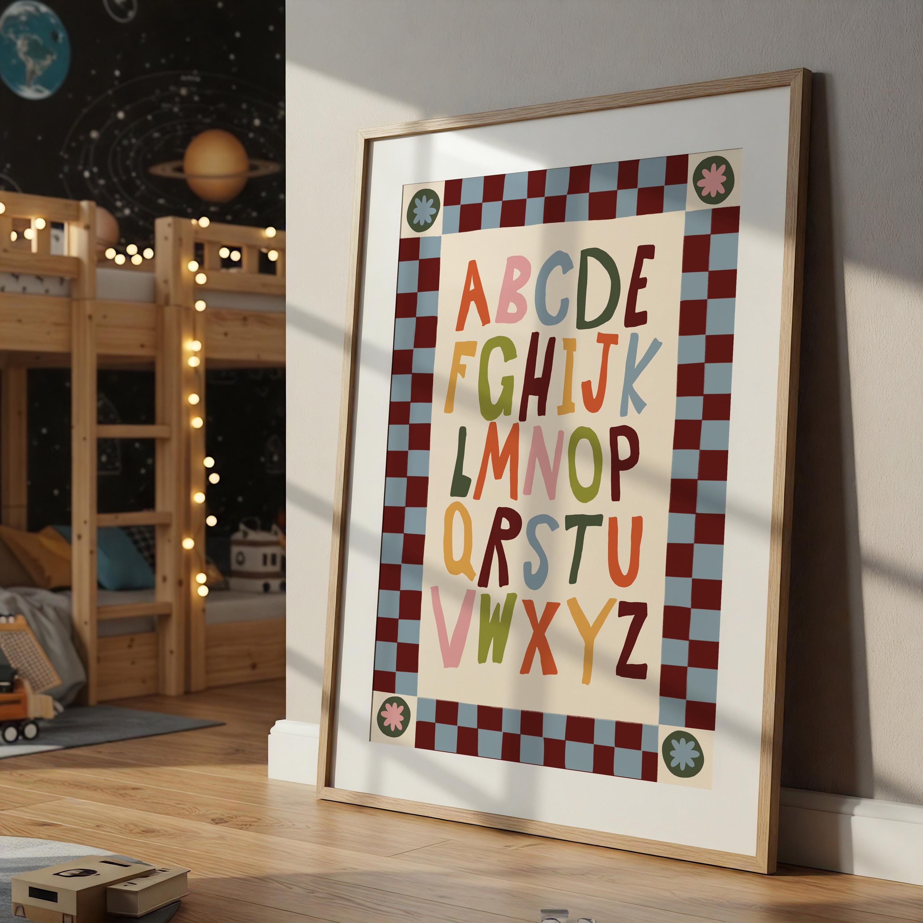 Colorful Alphabet Poster for Kids | Playroom Wall Art | Vintage Nursery ...