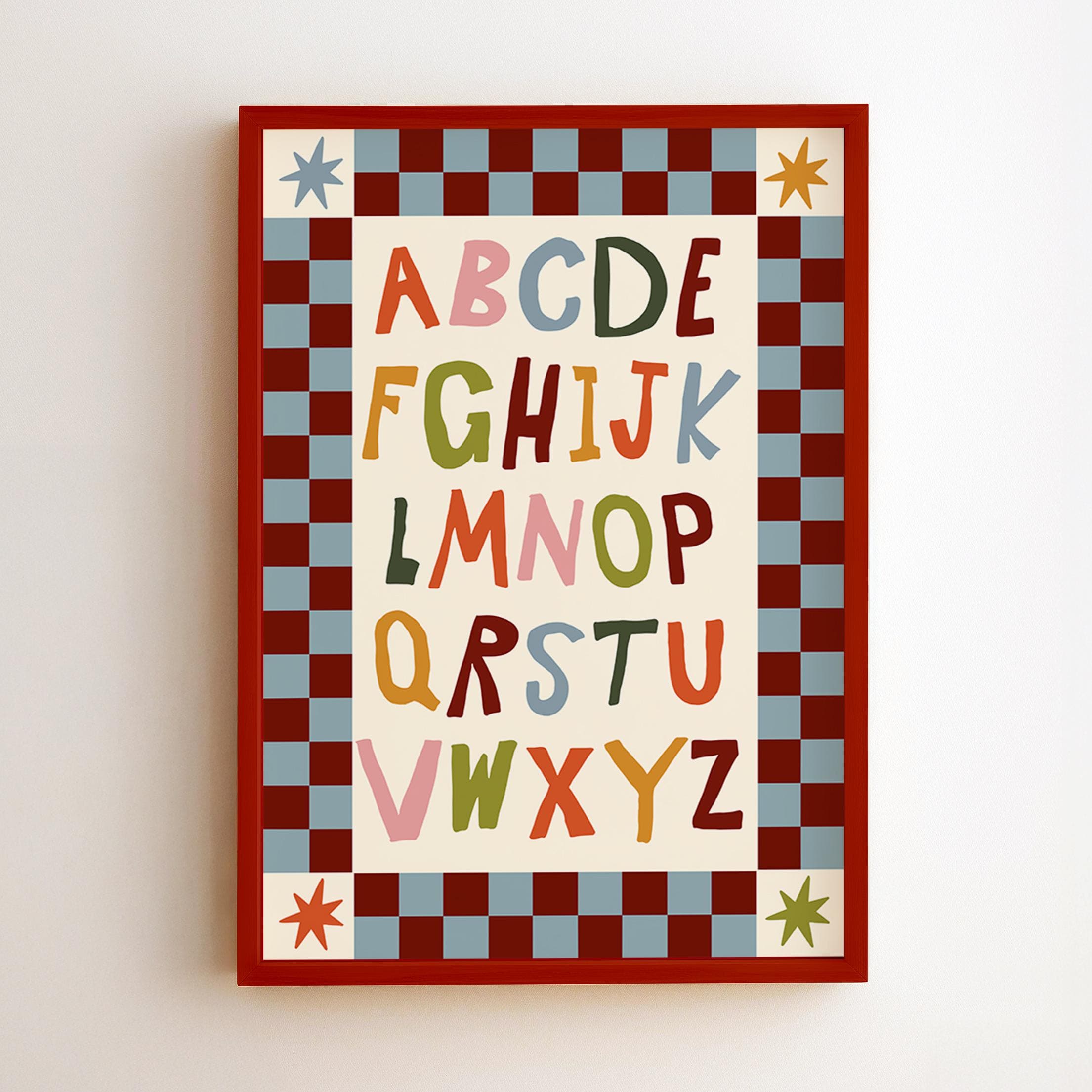 Colorful Alphabet Poster for Kids | Playroom Wall Art | Vintage Nursery ...