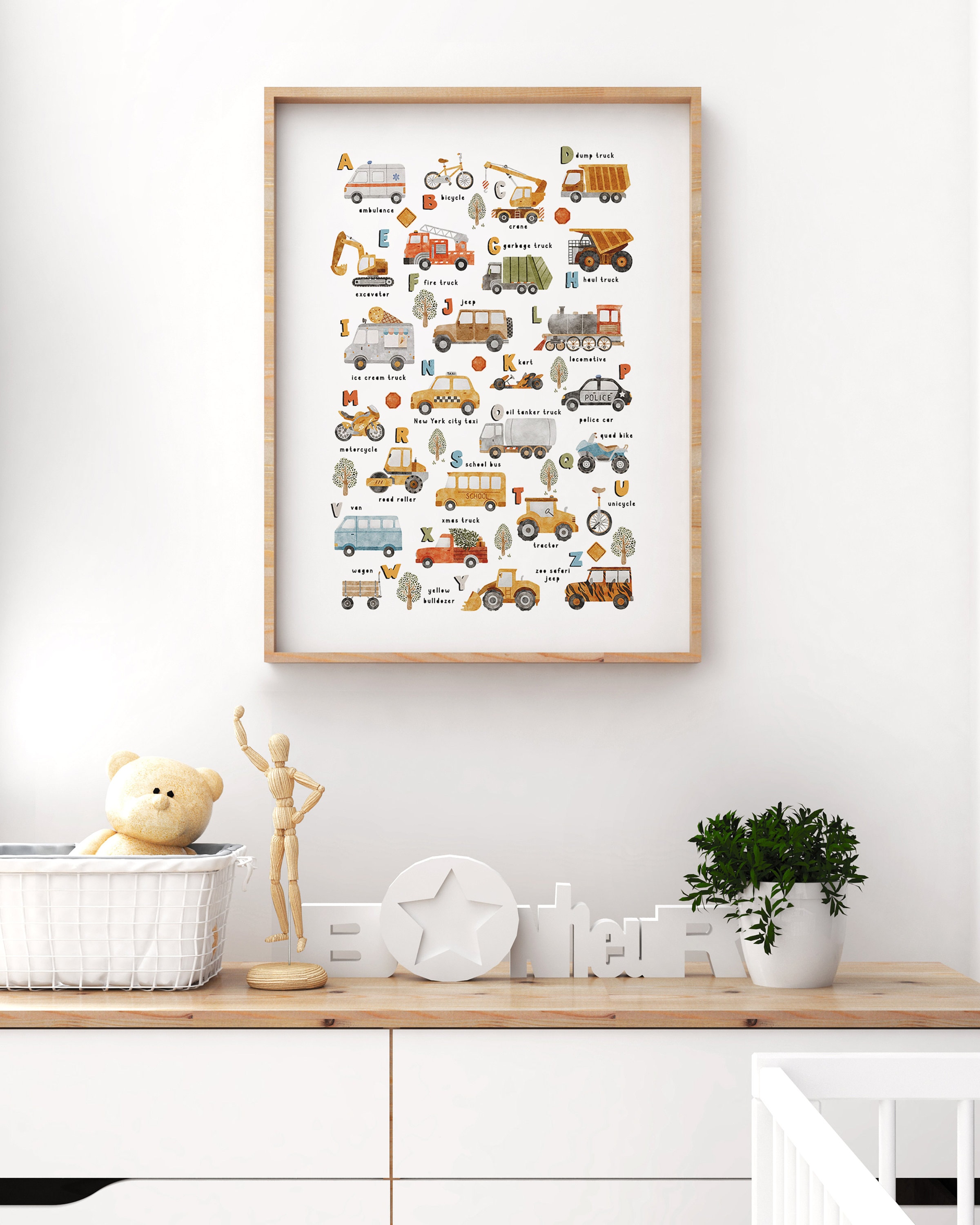 Vehicle Alphabet Poster, Transportation Abc Poster, Cars Abc Print - Etsy