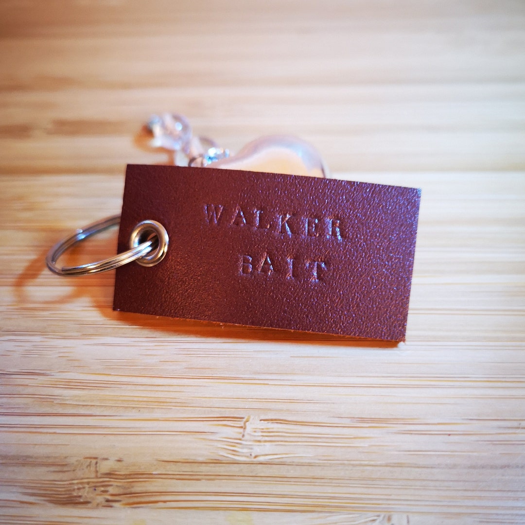 Walker Bait Keyring Keychain Hand Stamped Faux Leather Zombies ...