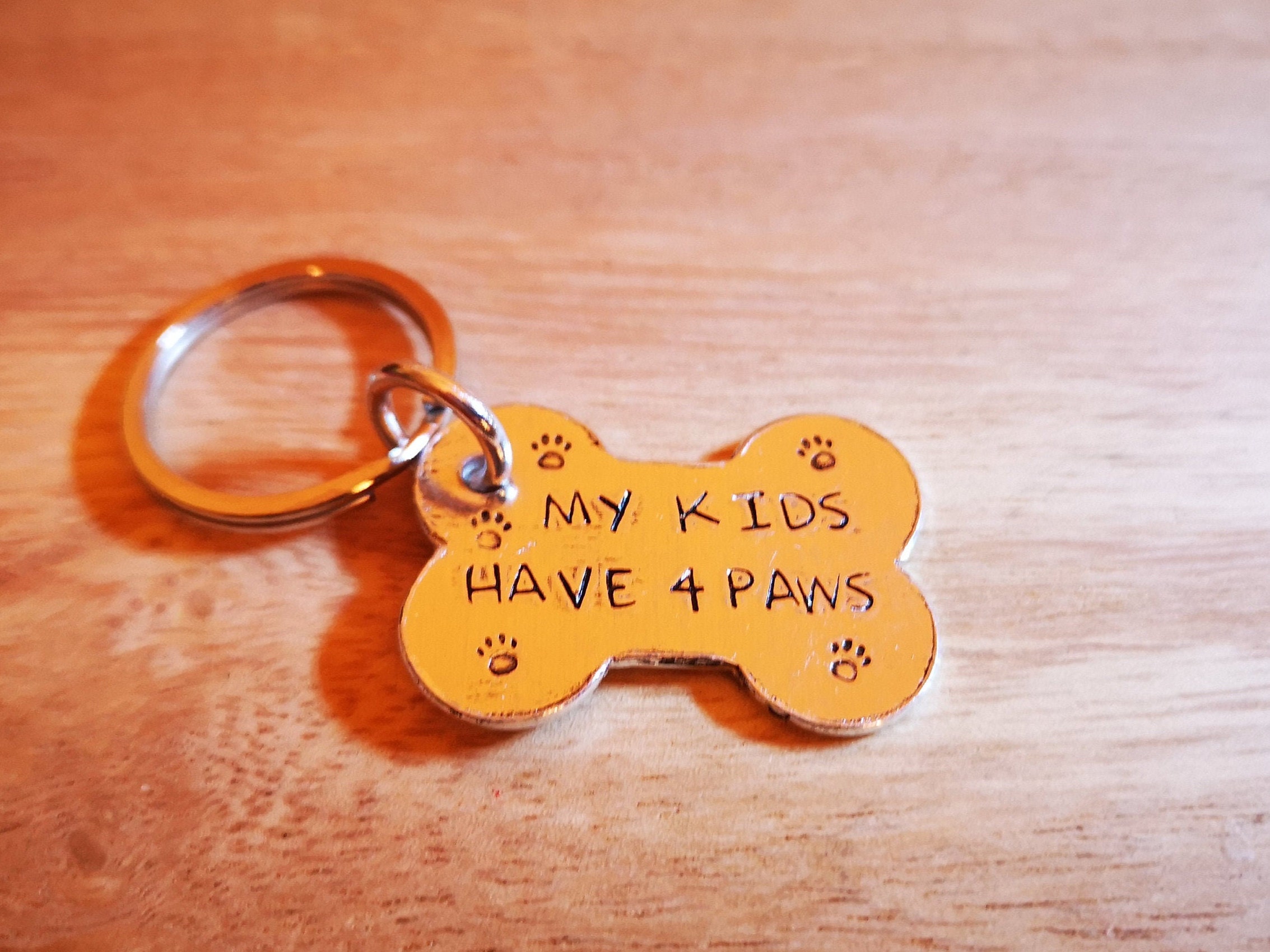 My Kids Have 4 Paws Hand Stamped Keyring Keychain Dogs - Etsy