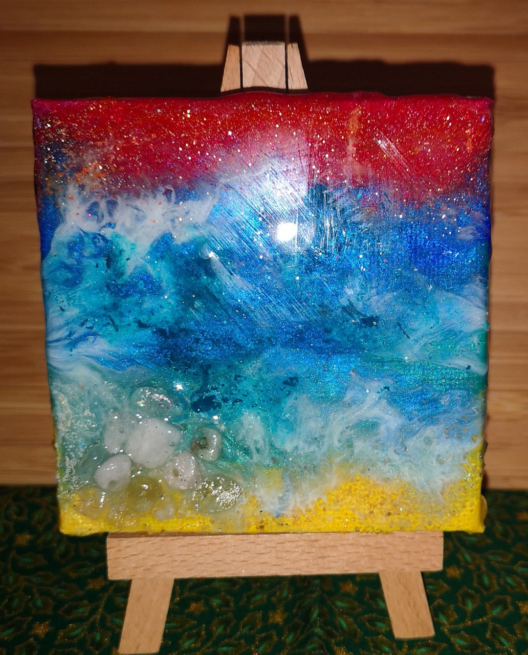 Healing Ocean Sunset Art Waves Canvas Wales Shells Fluid Art Harlech ...