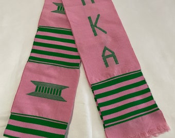 Handwoven Kente Cloth Alpha Kappa Alpha AKA Stole Sash | Etsy