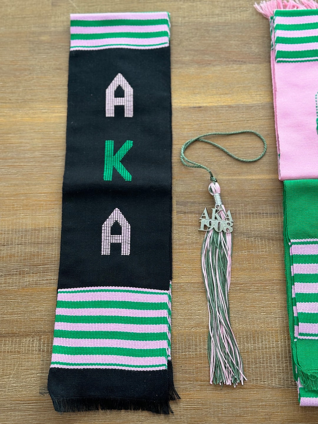 AKA Black Stole/tassel Graduation Set With Silver Charm - Etsy