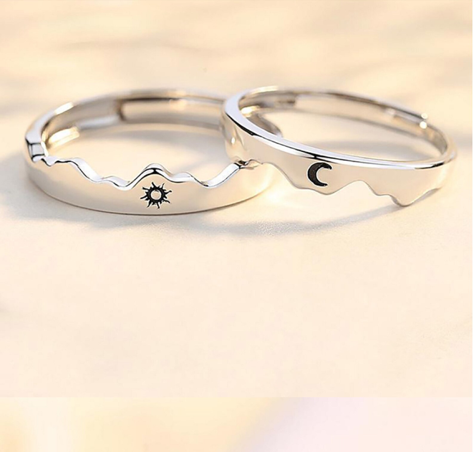 Couple rings Silver rings Two Cute rings Gift for her Promise | Etsy