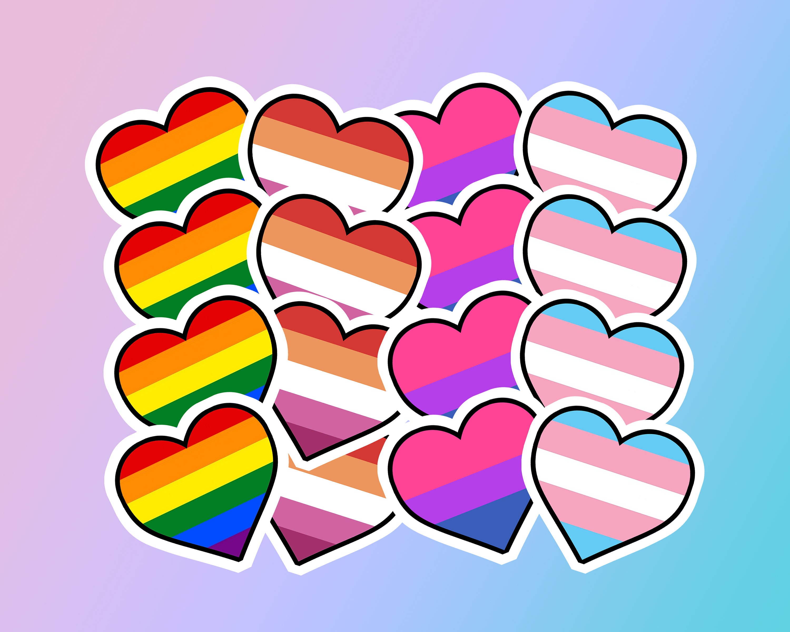 Lgbtq Pride Stickers Flag Hearts High Quality Gloss Finish Etsy