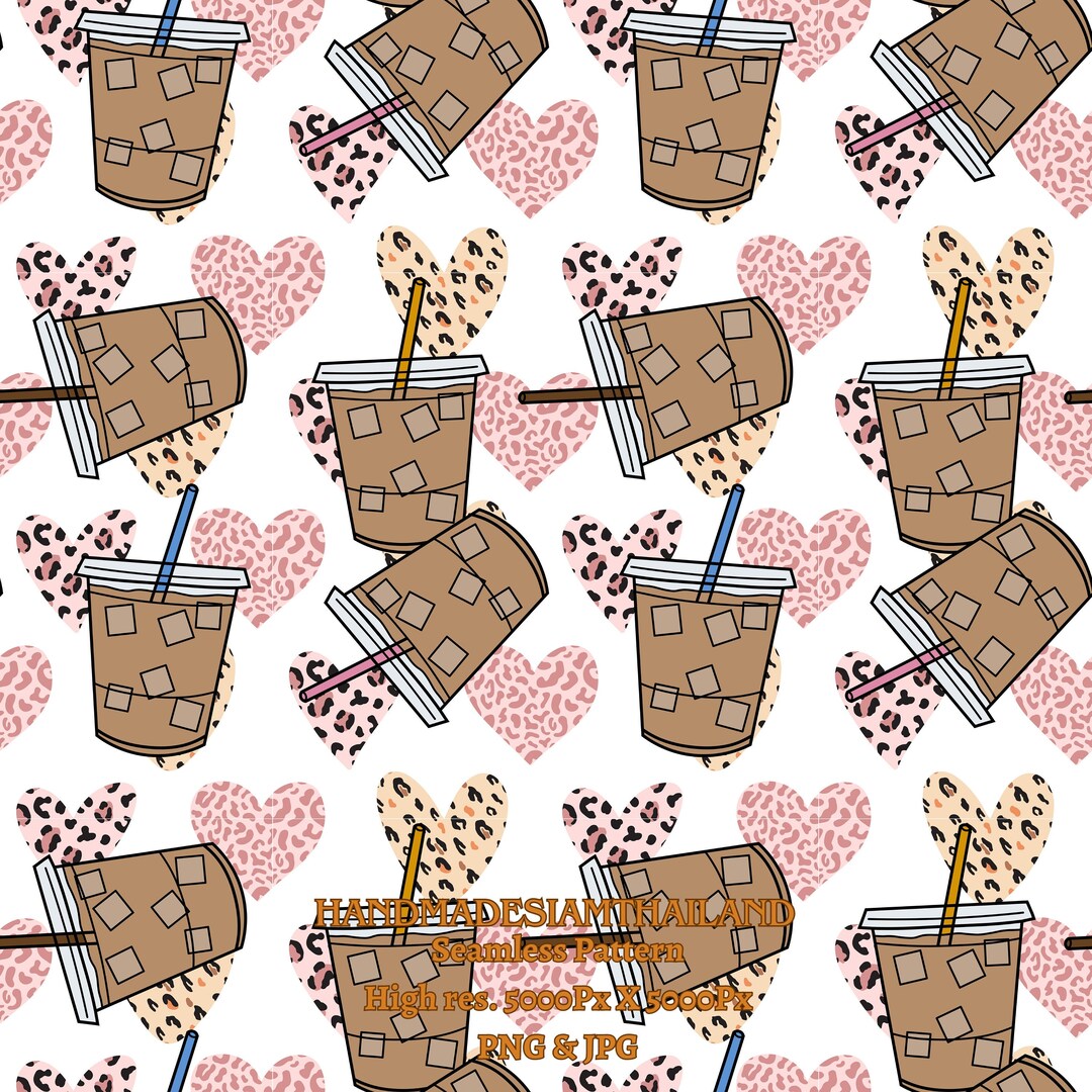 Iced Coffee Seamless Pattern leopard Printrepeat Pattern - Etsy