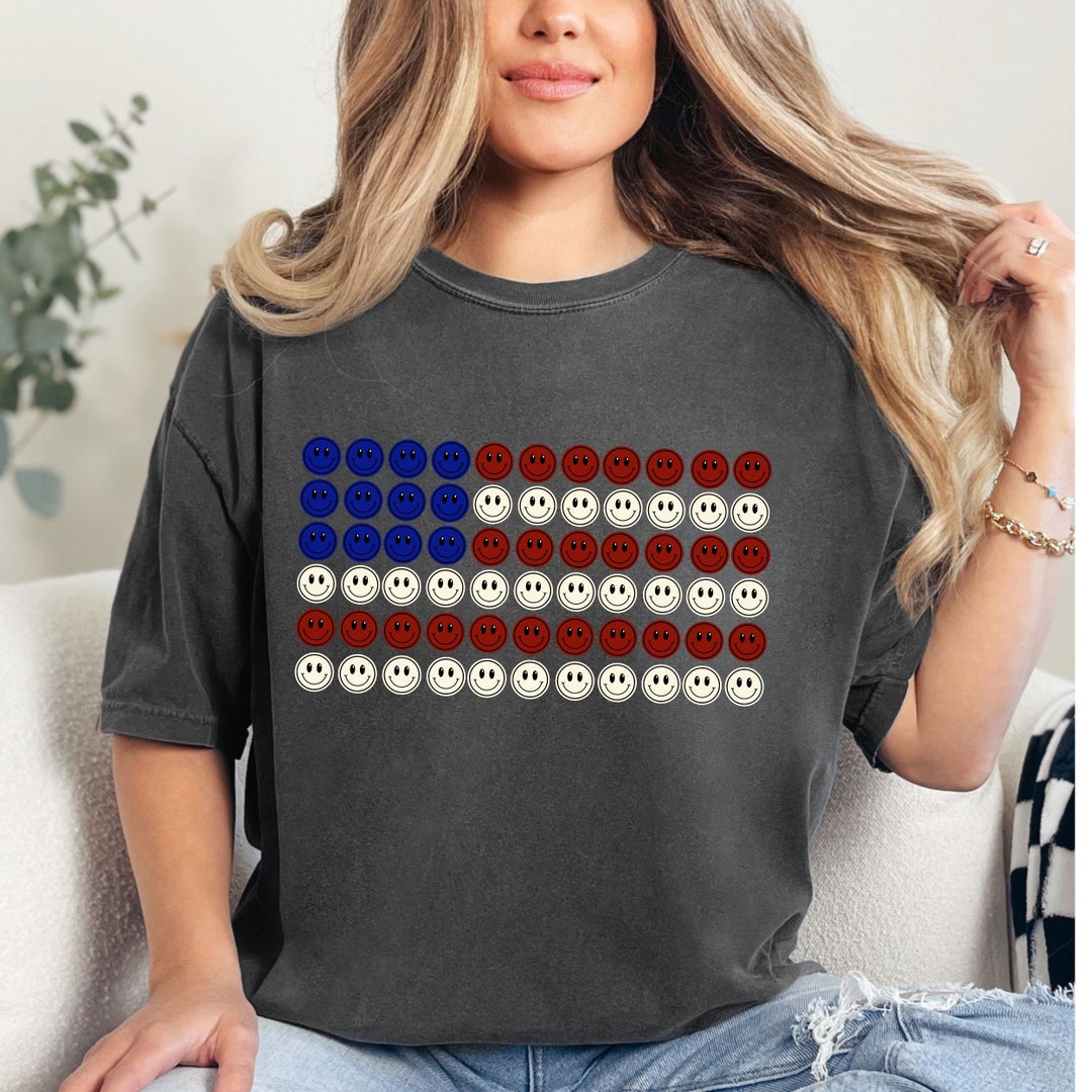 4th of July Smiley Face Png American Flag Smiley PNG Retro Png USA ...