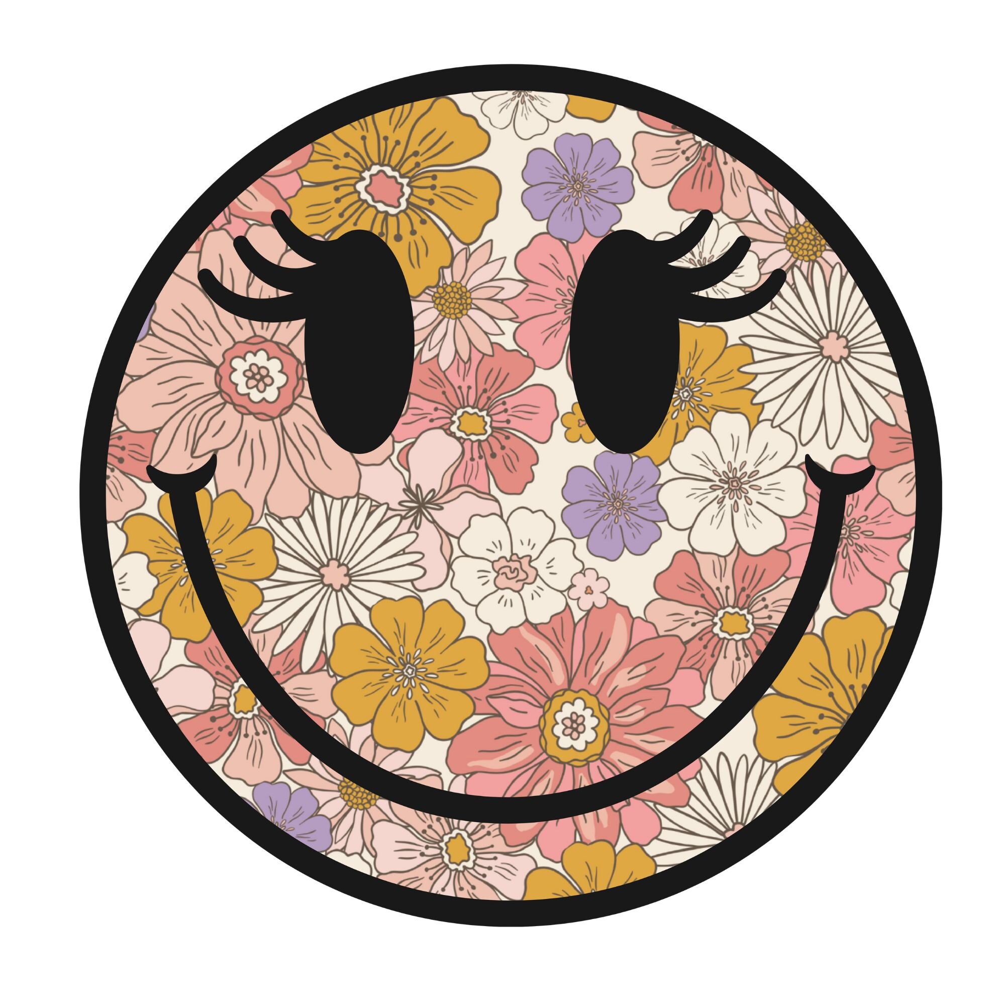 Trendy Happy Face Png, Spring Summer Smile Face Png File, Pastel Emoji ...