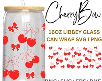Bows Can Cup Wrap, Girly Libbey Glass Can Wrap, Bows Glass Can Cutfile ...