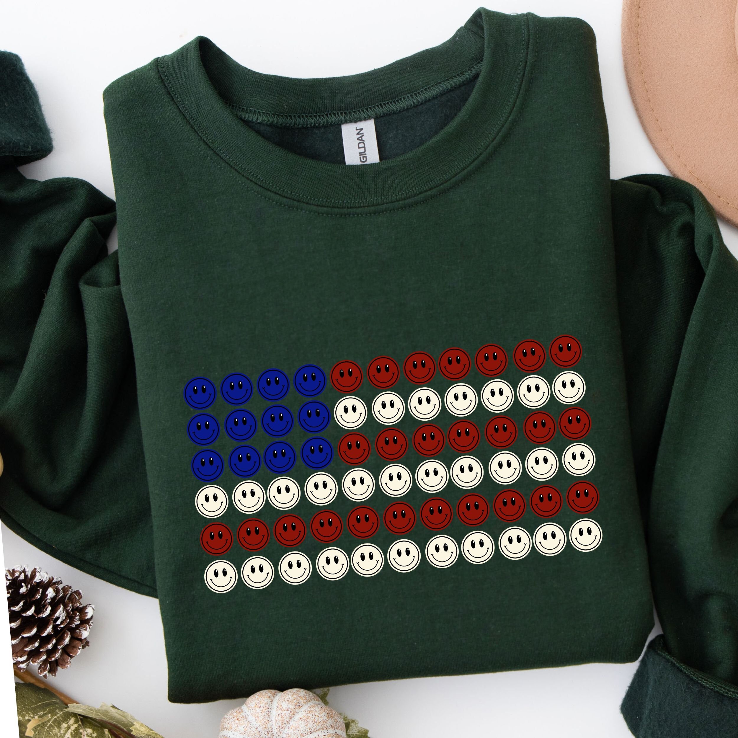 4th of July Smiley Face Png American Flag Smiley PNG Retro Png USA ...