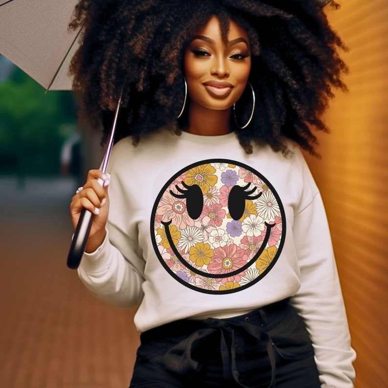 Trendy Happy Face Png, Spring Summer Smile Face Png File, Pastel Emoji ...